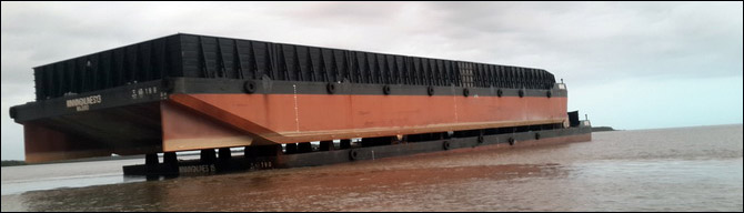 Eversafe marine launches barge from barge carrier with marine airbags | Guinea launching project